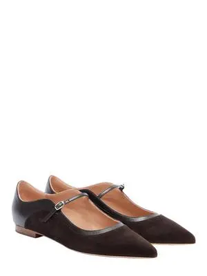 MALONE SOULIERS Corina Leather And Suede Mary Jane Flats - Brown