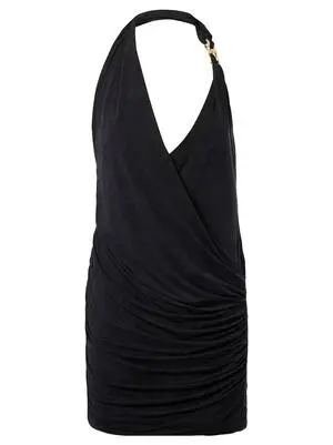 Balmain Halterneck Jersey Minidress - Black