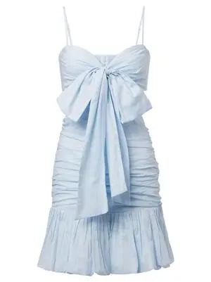 Zimmermann Rhiannon Bow-detail Cotton Minidress - Blue