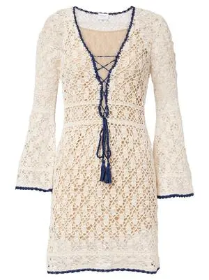 Anna Kosturova Bianca Crochet Cotton Minidress - Beige