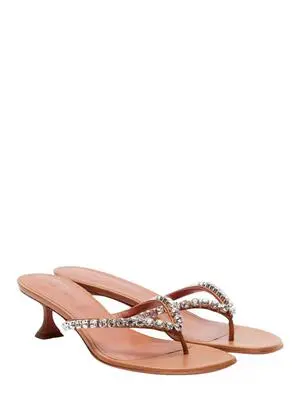 Amina Muaddi Gigi 45 Embellished Thong Sandals - Brown