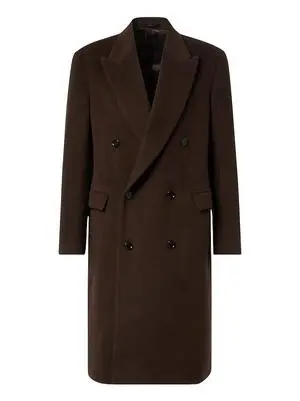 LARDINI Virgin Wool Double-breasted Overcoat - Brown