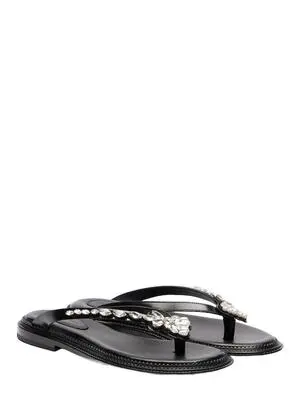Simone Rocha Embellished Leather Thong Sandals - Black