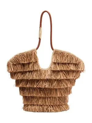 Zimmermann Golden Time Medium Raffia Tote Bag - Brown