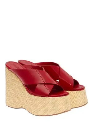 Paris Texas Mara Patent Leather Wedge Mules - Red