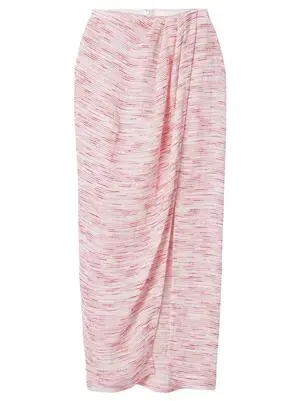 Lisa Marie Fernandez Pleated Striped Linen-blend Gauze Pareo - Red