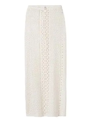 SARA CRISTINA Crocheted Cotton Maxi Skirt - Ivory