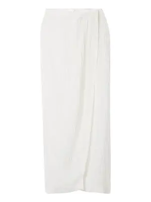 Lisa Marie Fernandez Pleated Crinkled Linen-blend Gauze Pareo - White