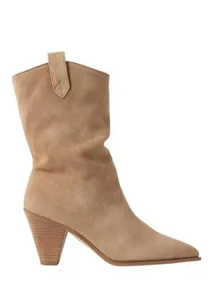 AQUAZZURA Boogie 70 Suede Ankle Boots - Neutrals