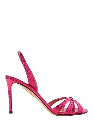 AQUAZZURA Tati 85 Metallic Snake-effect Leather Slingback Sandals - Pink