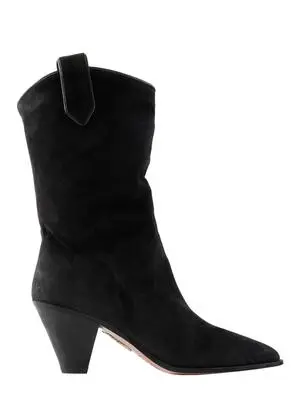 AQUAZZURA Boogie 70 Suede Ankle Boots - Black