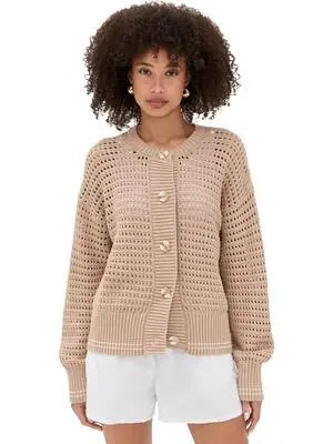 Varley Kris Relaxed Fit Knit Cardigan - Light Taupe