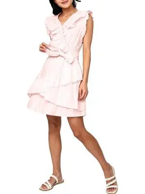 GIBSONLOOK Ruffle Faux Wrap Dress - Pearl Blush
