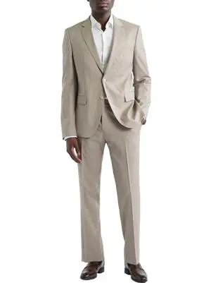 BOSS Huge Slim Fit Solid Wool Suit - Light Beige
