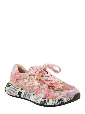 SPRING STEP SHOES Hand-painted Sequined Sneakers - Pink Multi