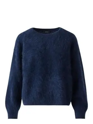 Akris Brushed Cashmere Crewneck Sweater - Navy