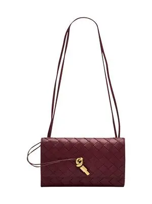 Bottega Veneta Andiamo Metallic Leather Pouch Bag 2250 Barol