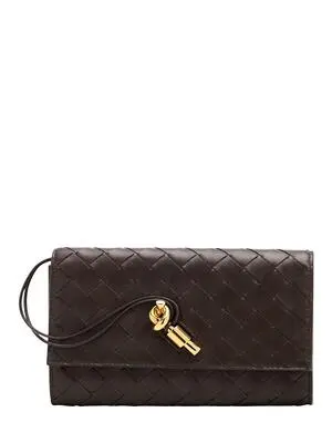 Bottega Veneta Andiamo Metallic Leather Pouch Bag Fondant