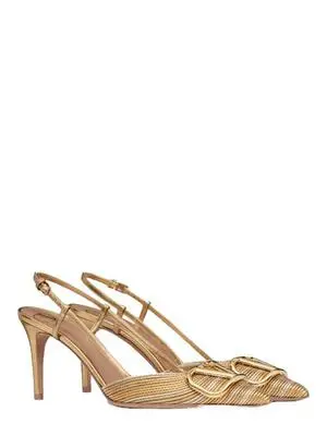 Valentino Garavani Vlogo Slingback Pumps - Gold