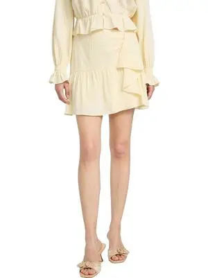 Guess Shaelo Gauze Ruffle Mini Skirt - Yellow