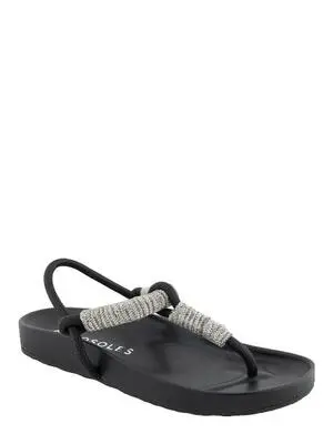 Aerosoles Crystal-embellished Flatform T-strap Sandals - Crystal/ Black Rope
