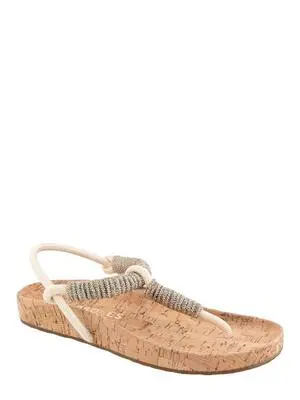 Aerosoles Crystal-embellished Flatform T-strap Sandals - Crystal/ Champagne Rope/ Cork