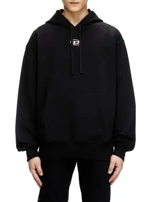 DIESEL® Oversized Metallic Logo Hoodie - Deep/ Black