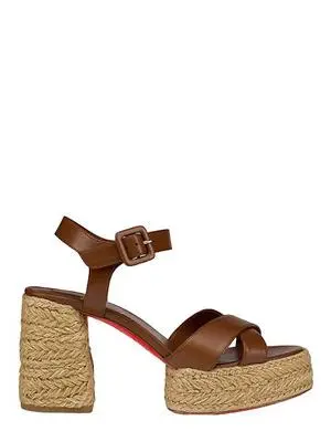 CHRISTIAN LOUBOUTIN Calakala 85 Suede And Leather Heeled Espadrilles - Cuoio