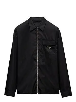 Prada Re Nylon Zip-up Woven Shirt - Black