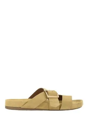 Loewe Ease Suede Buckle Slides - Sahara