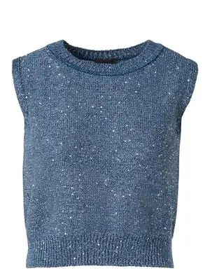 Akris Sleeveless Sequined Top - Granite Blue