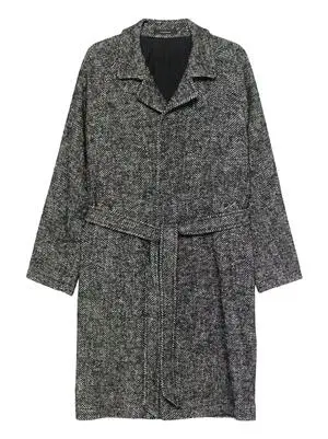 Tagliatore Herringbone Belted Coat - Black
