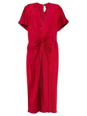 Victoria Beckham Gathered Detail Midi Dress - Red