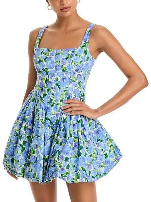 Aqua Floral Bubble Hem Dress - Blue/green