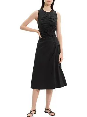 Theory Ruched Sleeveless Dress - Black
