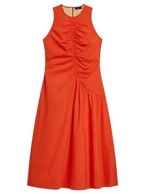 Theory Ruched Sleeveless Midi Dress - Poppy