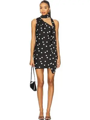 Line & Dot Gloss Scarf Mini Dress - Black