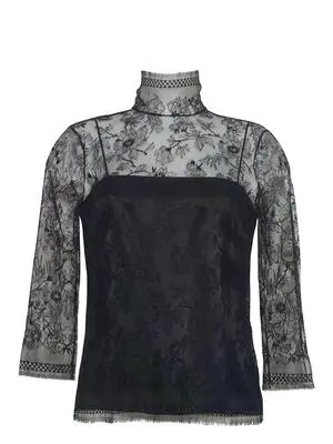 Adam Lippes Floral-lace Top - Black