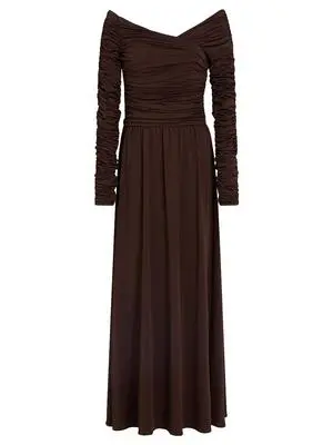 Altuzarra Off-the-shoulder Ruched Maxi Dress - Dark Brown