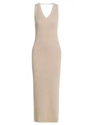 Brunello Cucinelli Bead-embellished Ribbed Cotton Maxi Dress - Beige