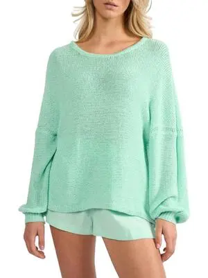 VIENS AVEC MOI Relaxed Fit Sweater - Aqua