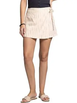THREAD & SUPPLY Striped Linen-blend Skort - Off White Black