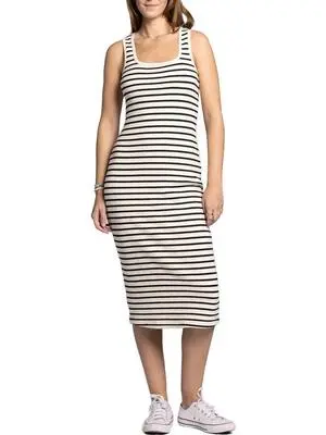 THREAD & SUPPLY Jenna Stripe Tank Dress Ivory Black