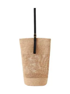 Khaite Billie Leather-trimmed Raffia Bucket Bag - Neutrals
