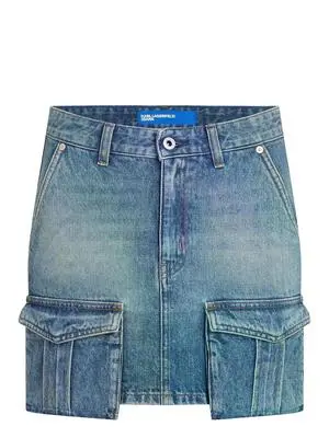 Karl Lagerfeld Utility Denim Mini Skirt - Blue