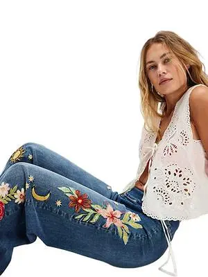 DRIFTWOOD Pull-on Wide-leg Jeans - Hawaiian Hallucination