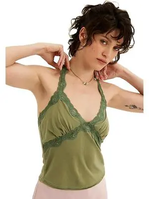 Free People Brooke Halter Top - Oil Green