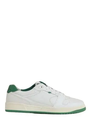 REISS Astor Leather Low Top Trainers - White/green