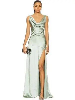 ELLIATT Drape Satin Gown - Sage