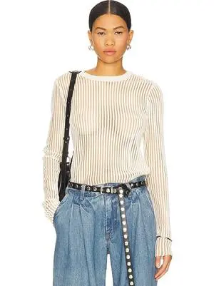 Helmut Lang Stripe Crew Top - Ivory
